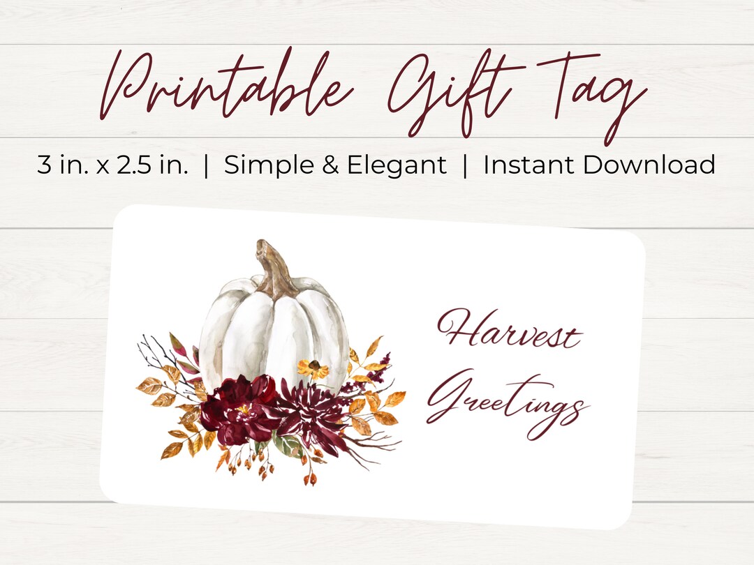 Harvest Greetings Printable Gift Tag | 3 In. X 2.5 In. | Simple ...