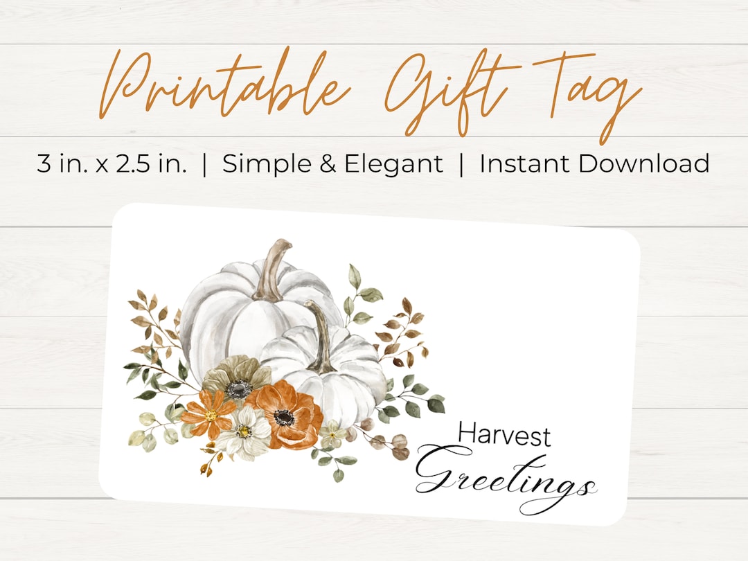 Harvest Greetings Printable Gift Tag | 3 In. X 2.5 In. | Simple ...