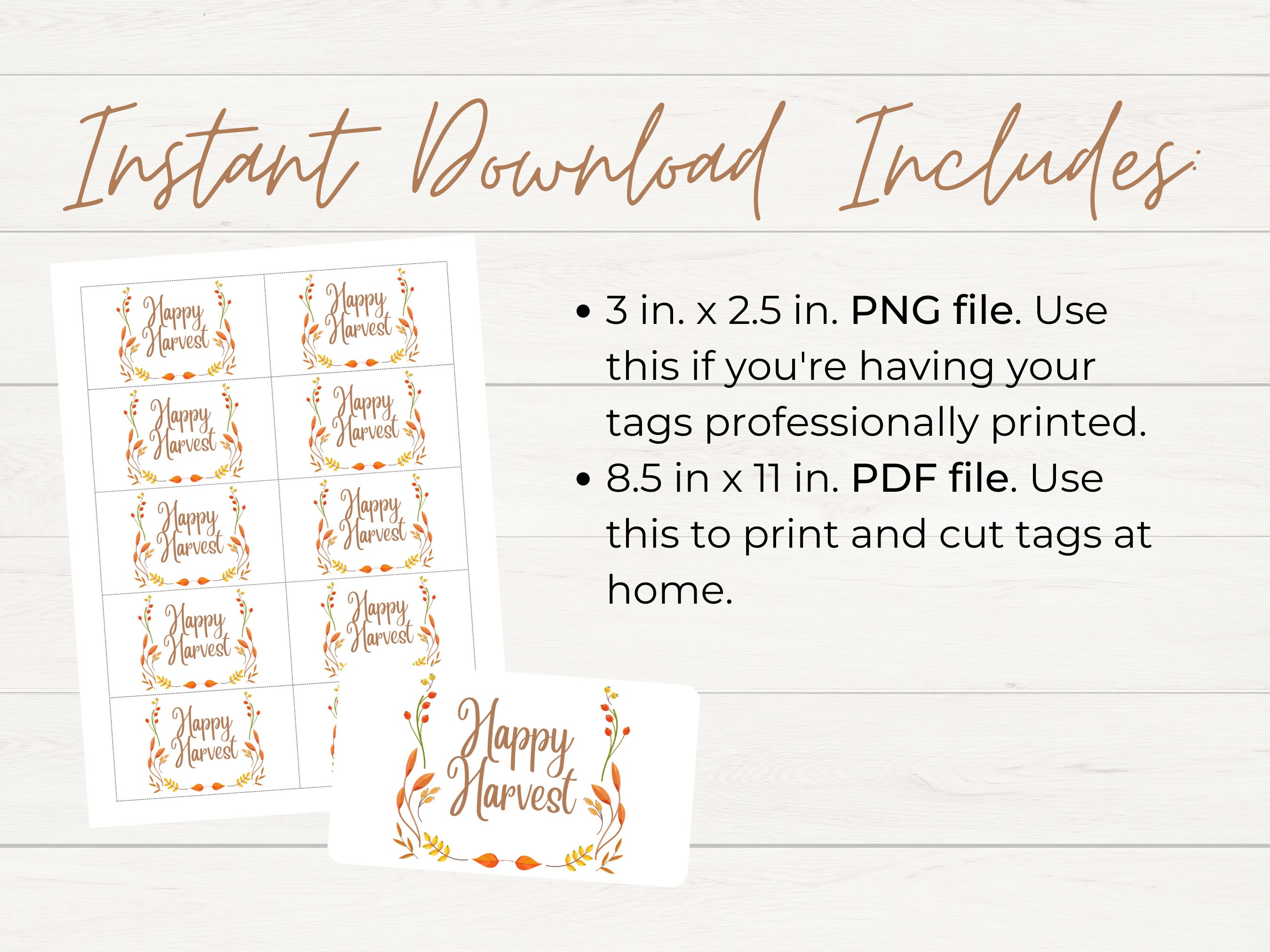 Happy Harvest Printable Gift Tag | 3 In. X 2.5 In. | Simple & Elegant ...