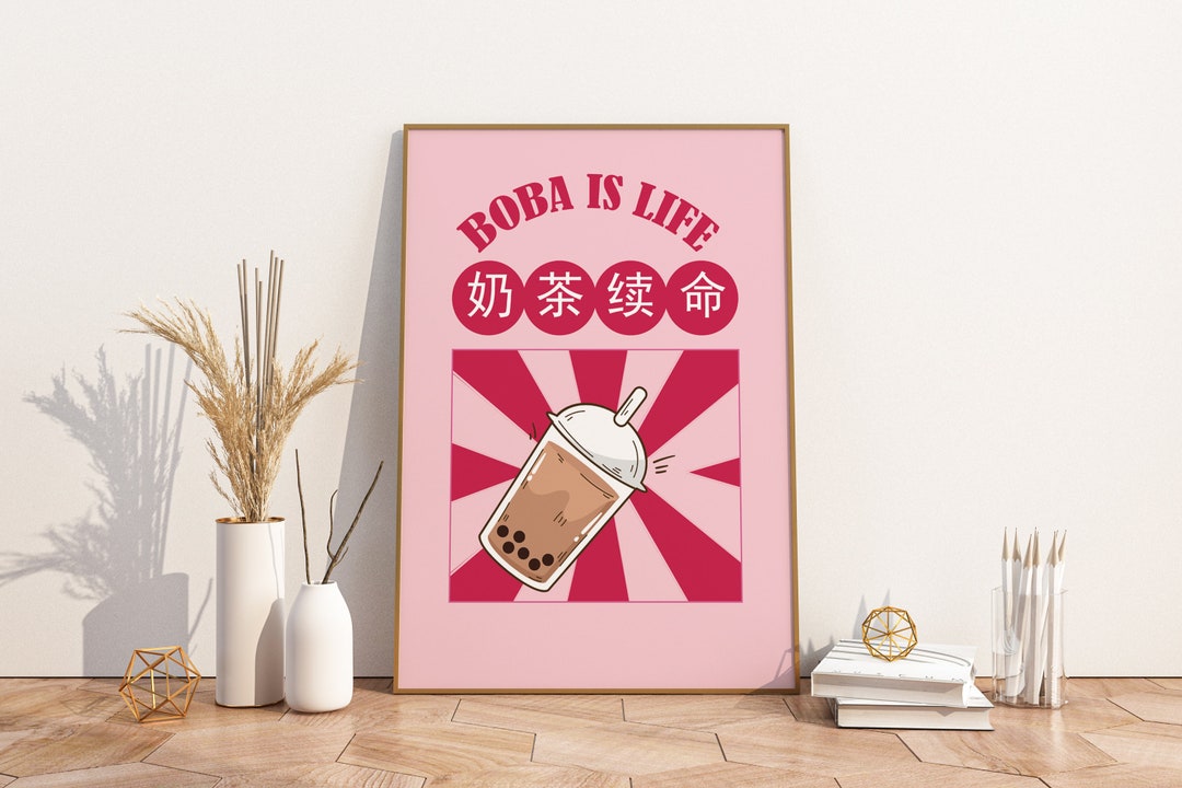 Boba Tea, Typography Print, Printable Wall Art, Digital Download, Home ...