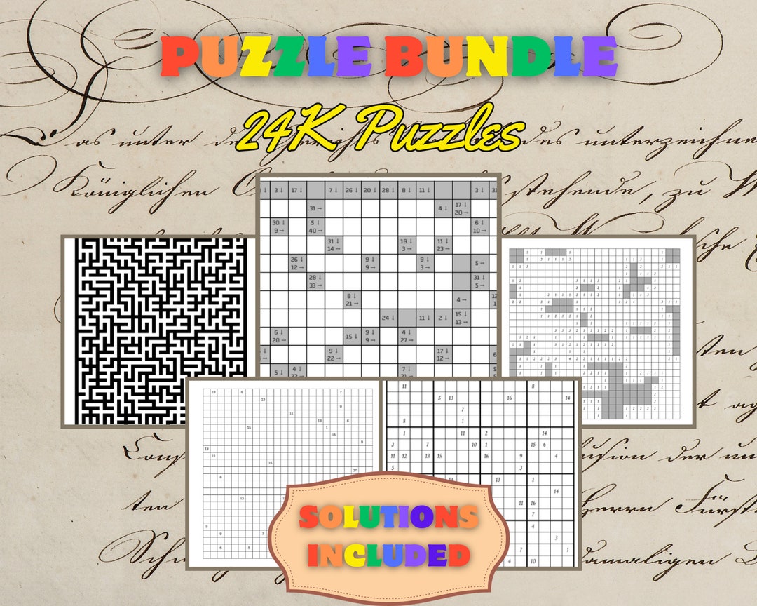 24K Puzzle Bundle, Instant Download, Printable Puzzles, Brain Challenge ...