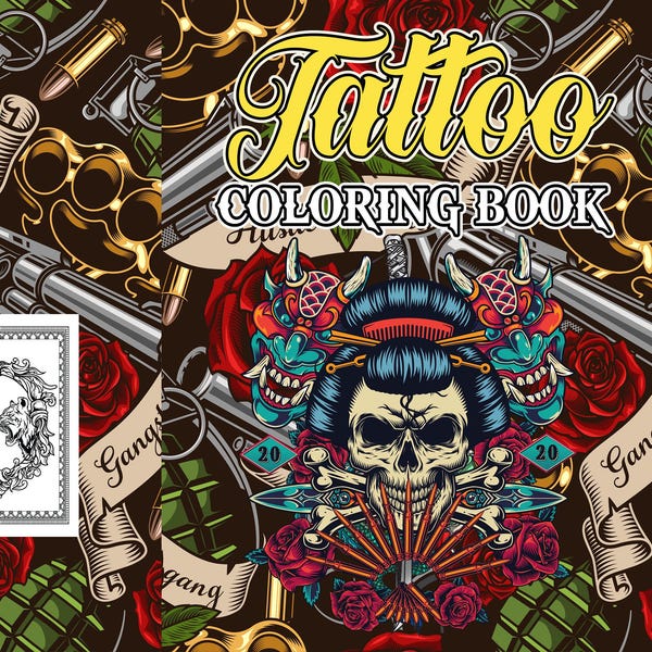 Tattoo Coloring Book - Etsy