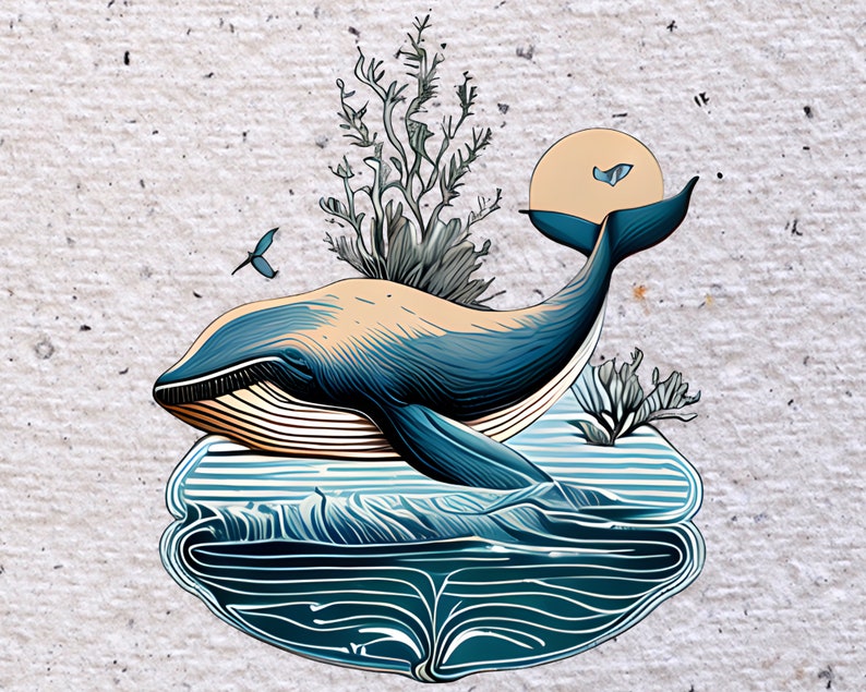 Majestic Blue Whale Clipart Set Ocean Clipart, Watercolor Whales ...