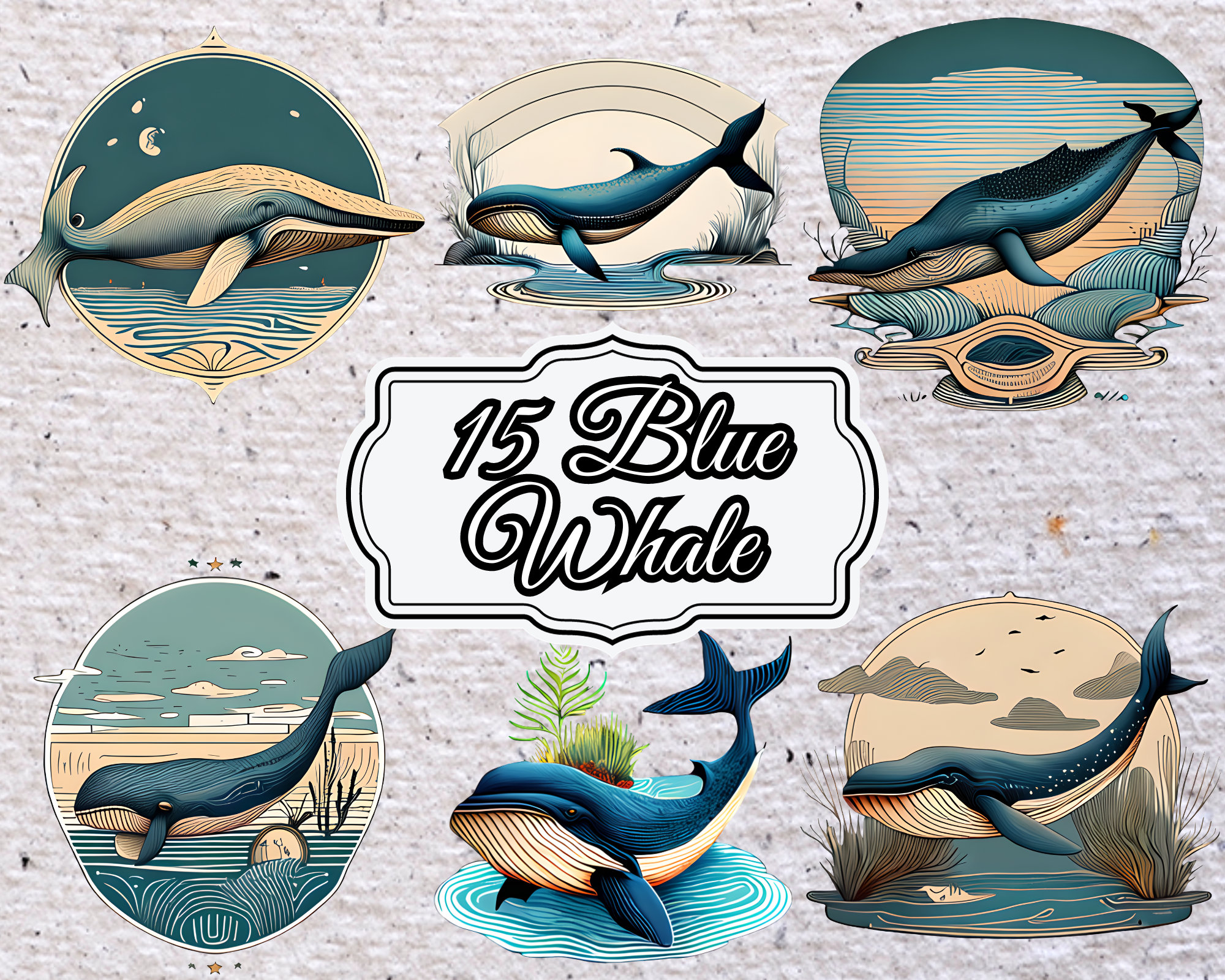 Majestic Blue Whale Clipart Set Ocean Clipart, Watercolor Whales ...