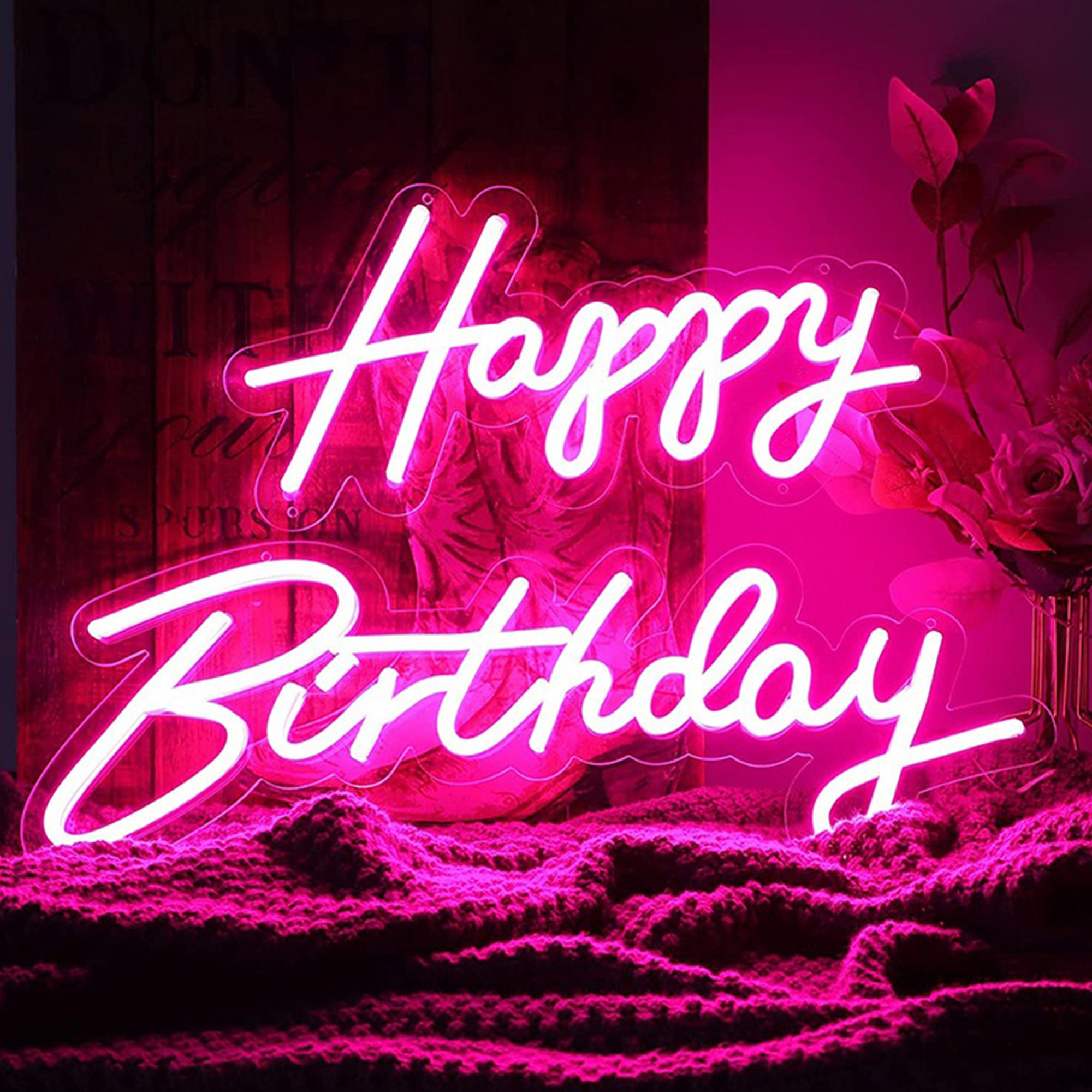 Happy Birthday Neon Sign Birthday Neon Sign Party Backdrop Etsy Australia