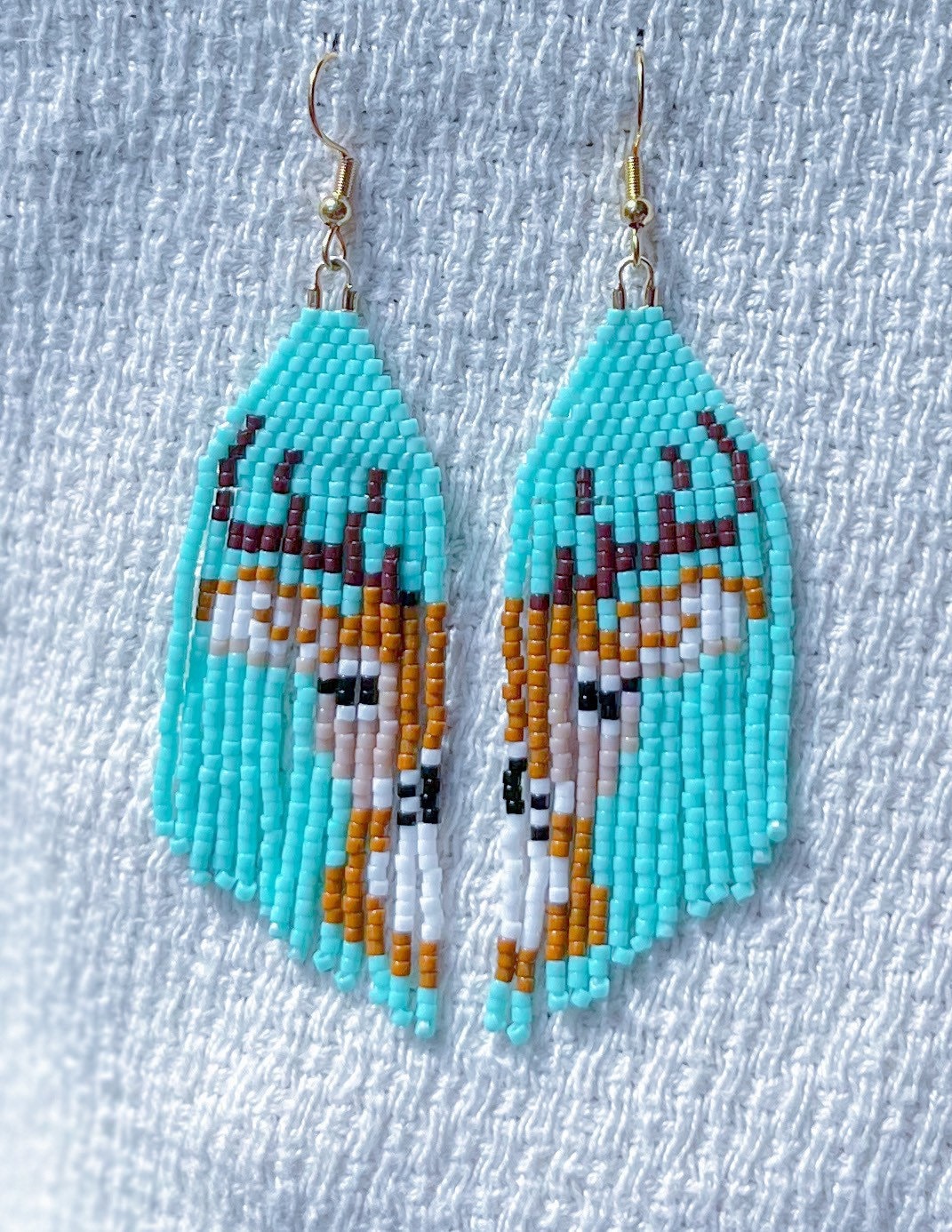 Aqua Deer / Fringe / Tassel / Hand Beaded Earrings / Made to Order - Etsy