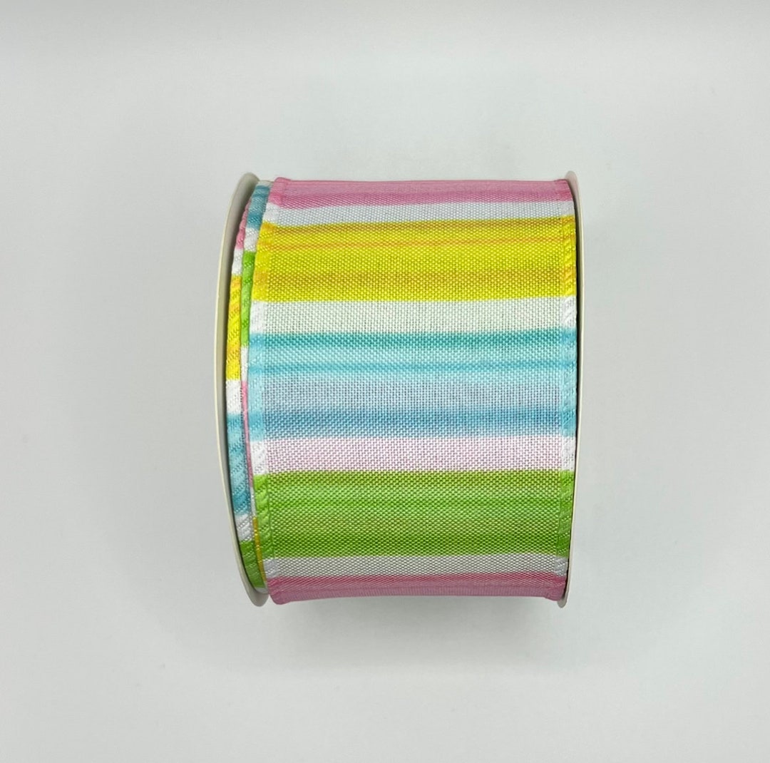 2.5 Inch Wired Pastel Multicolor Stripe Ribbon, Easter Spring - Etsy