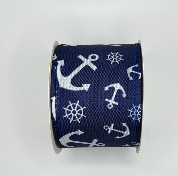 2.5 Inch Wired Anchor Nautical Ocean Boat Ribbon | Etsy