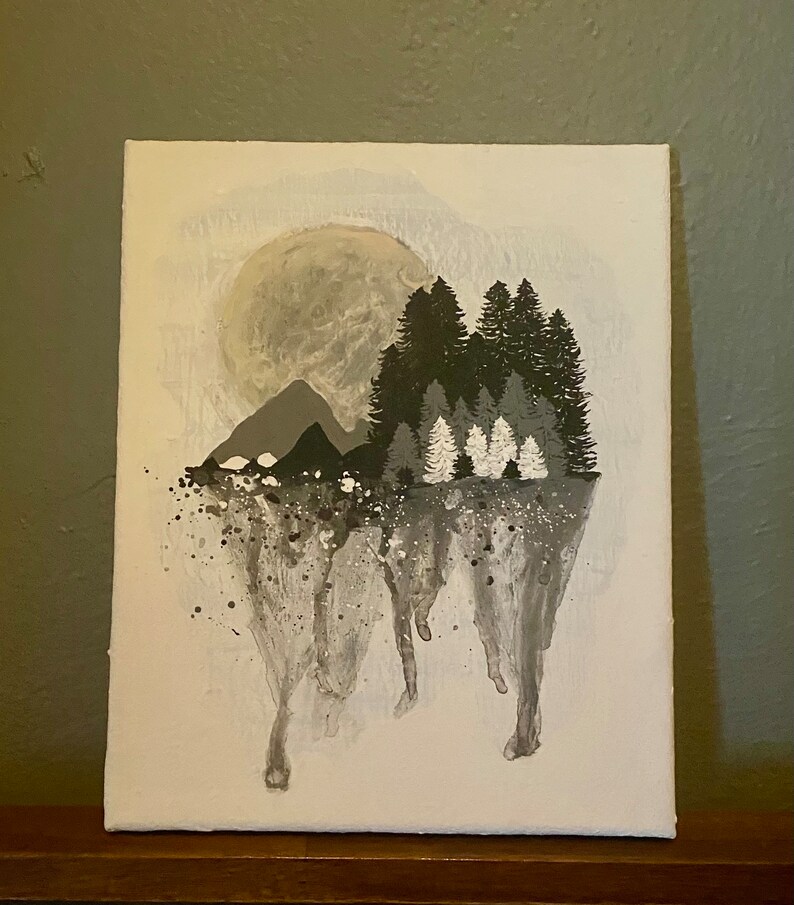 Full Moon Over Forest - Etsy