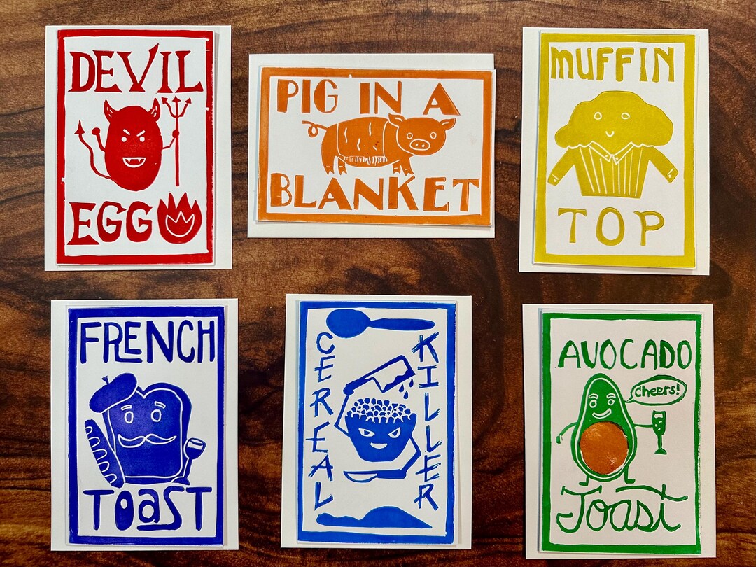 Breakfast Puns Cards | Hand Printed Greeting Cards - Etsy