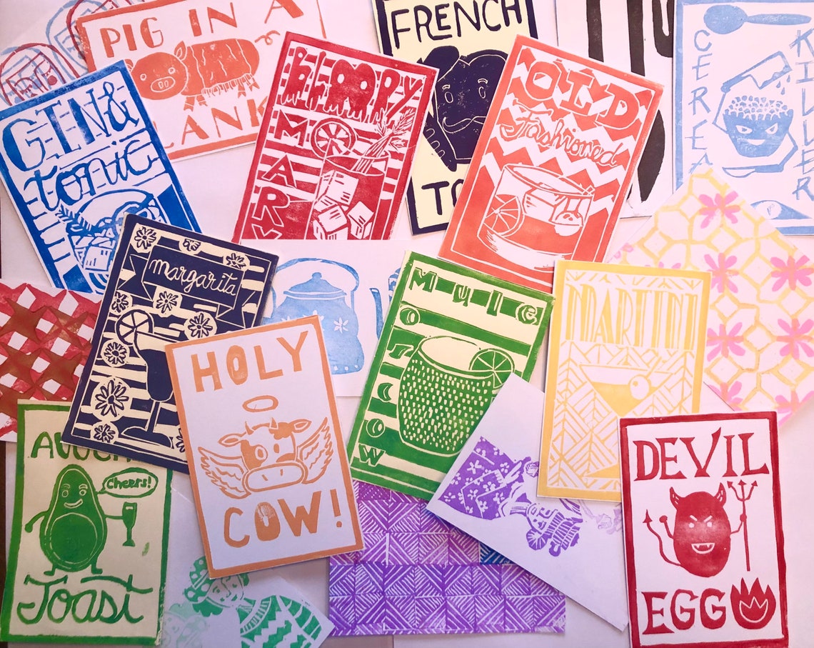Hand-printed Postcards Linocut Postcards Punny Postcard - Etsy