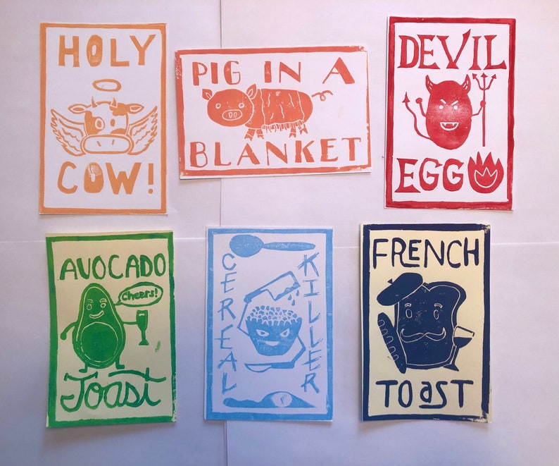 Hand-printed Postcards Linocut Postcards Punny Postcard - Etsy