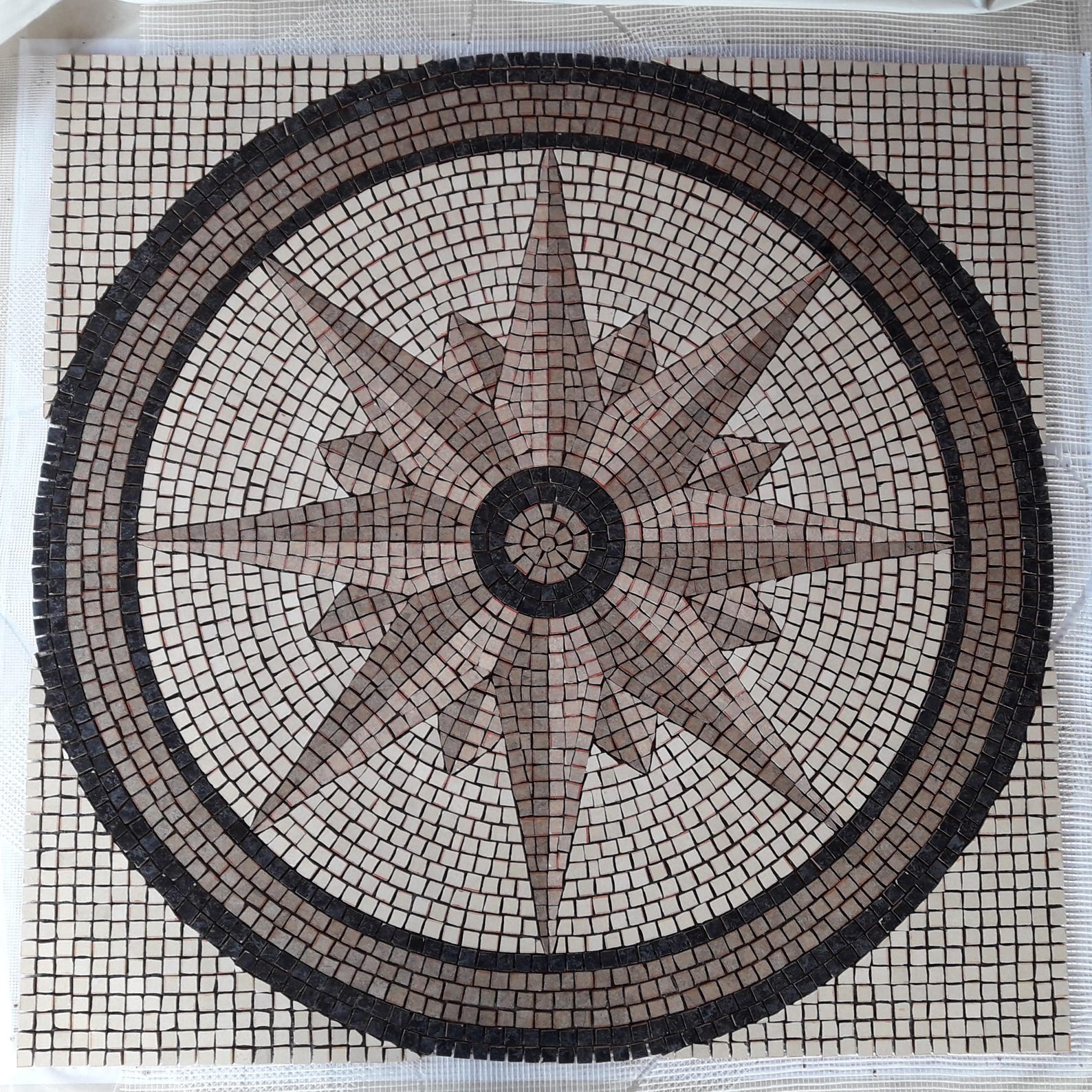 Star Compass Rose Mosaic Art, Handmade in Ceramic Tiles, Design for ...