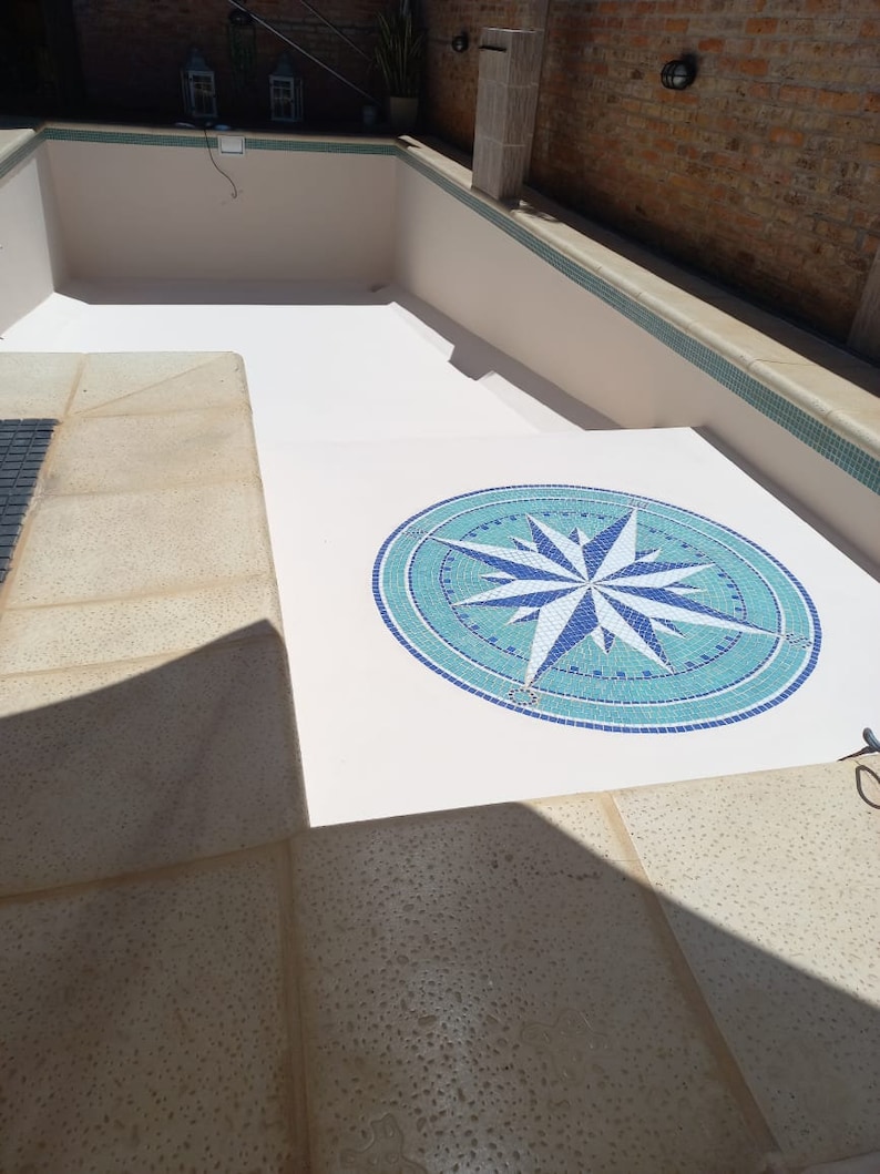 Compass Rose Mosaic Tile Art, Custom Handmade Design for Easy Indoor ...