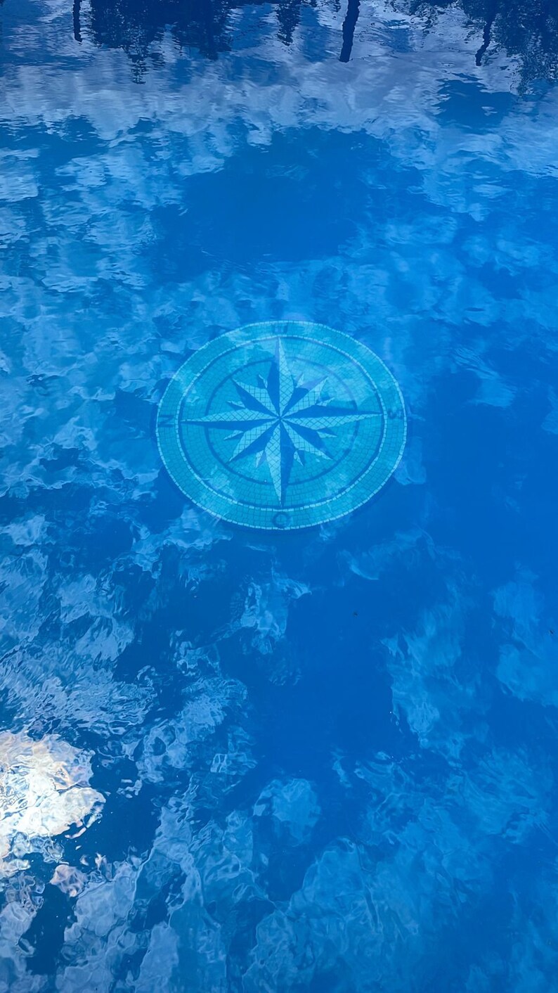 Compass Rose Mosaic Tile Art, Custom Handmade Design for Easy Indoor ...