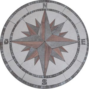 Compass Rose Mosaic Art, Handmade in Ceramic Tiles, Design for Indoor ...