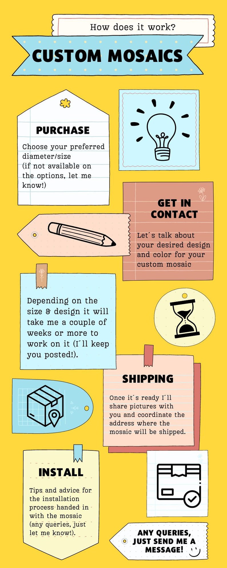 Handmade Custom Mosaic / Ceramic or Glass Tiles / Perfect for Indoors ...