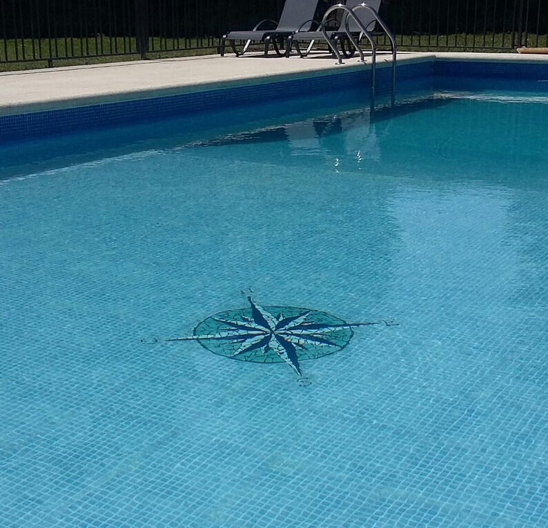 Compass Rose Mosaic Art, Handmade in Ceramic Tiles, Design for Indoor ...