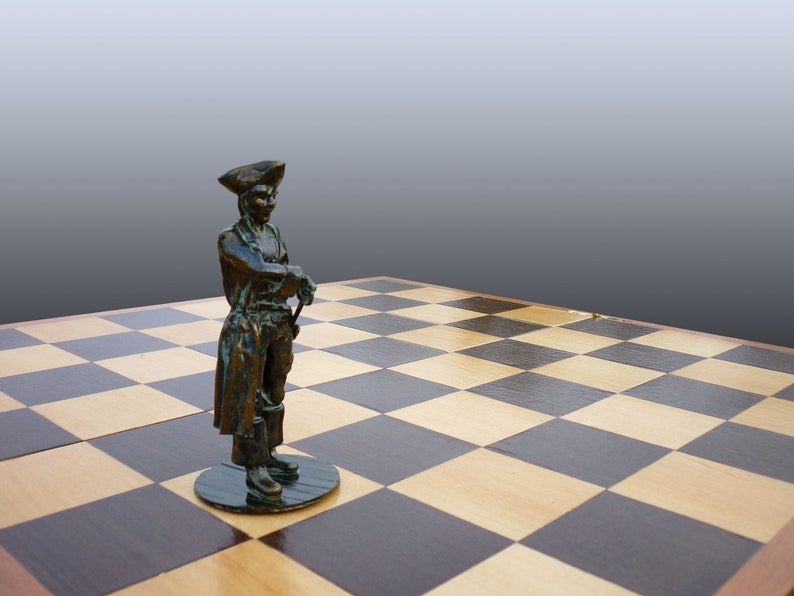 Artistic Chess Set: Pirates Vs Spaniards, Resin Cast Pieces on Wooden ...