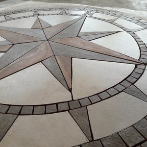 Compass Rose Mosaic Art, Handmade in Ceramic Tiles, Design for Indoor ...