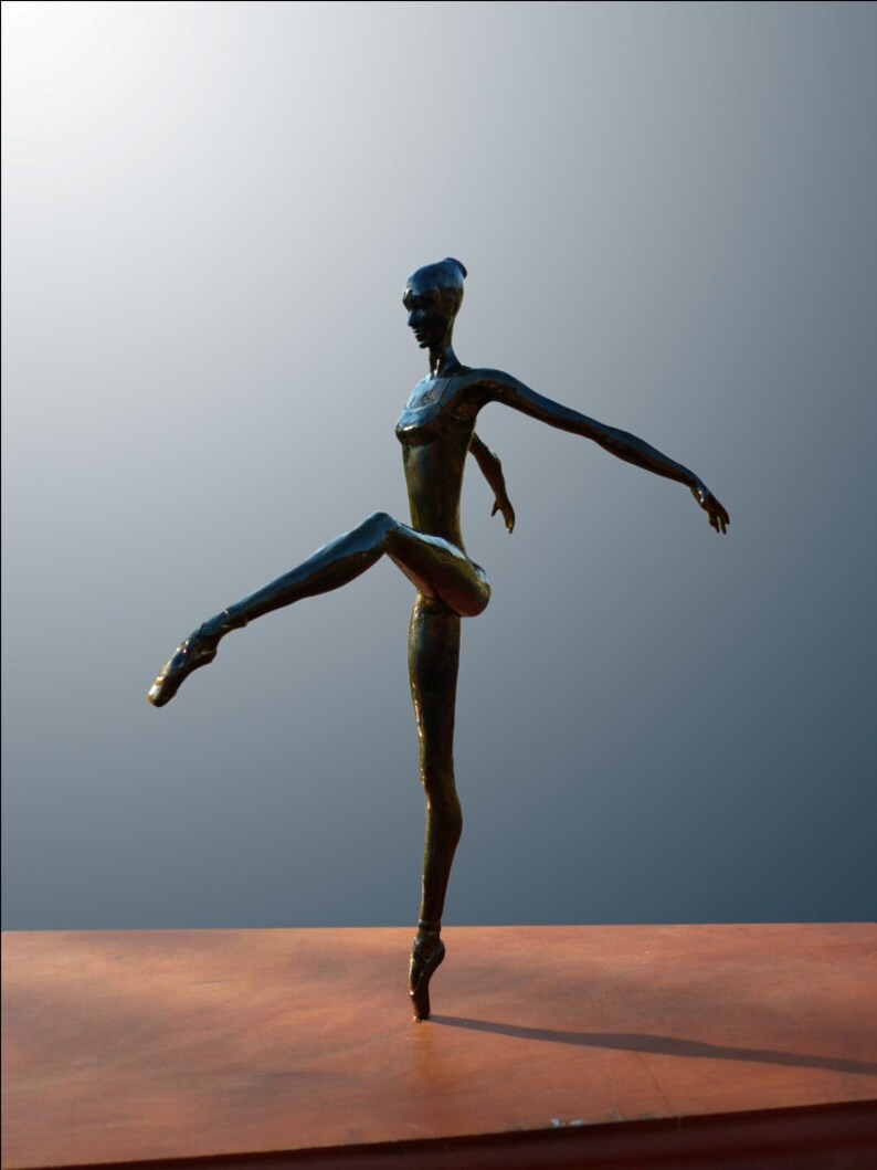 Ballet Dancers Figurative Sculpture, Handmade Resin Art With Wooden ...