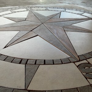 Compass Rose Mosaic Art, Handmade in Ceramic Tiles, Design for Indoor ...