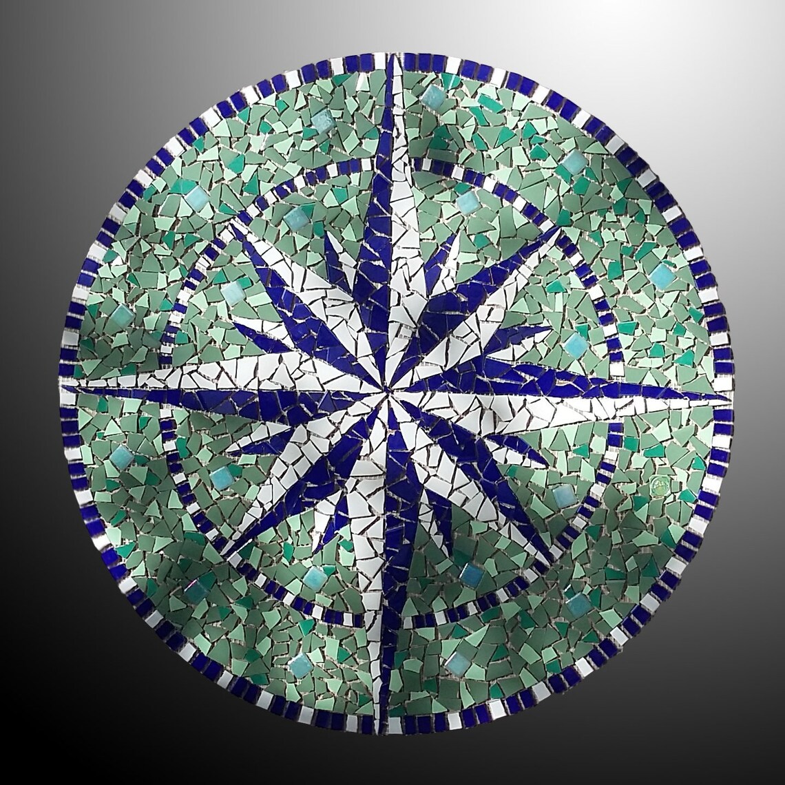 Compass Rose Mosaic Art, Handmade in Ceramic Tiles, Design for Indoor ...