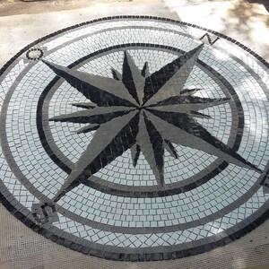 Compass Rose Mosaic Tile Art, Custom Handmade Design for Easy Indoor ...