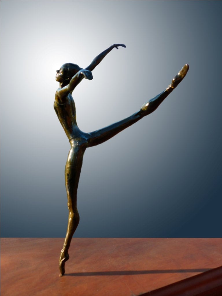 Ballet Dancers Figurative Sculpture, Handmade Resin Art With Wooden ...