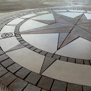 Compass Rose Mosaic Art, Handmade in Ceramic Tiles, Design for Indoor ...