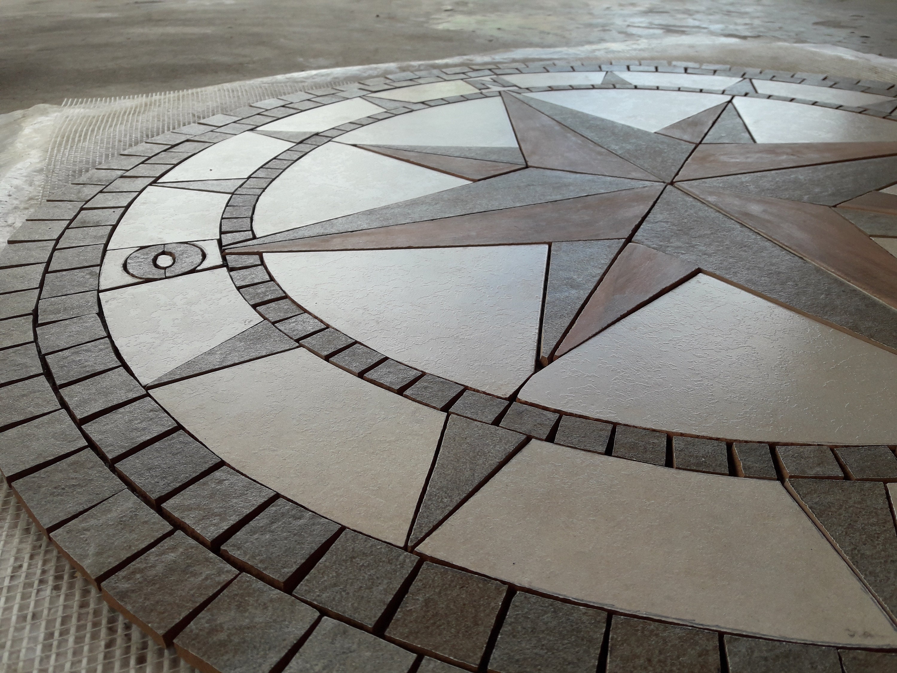 Compass Rose Mosaic Art, Handmade in Ceramic Tiles, Design for Indoor ...