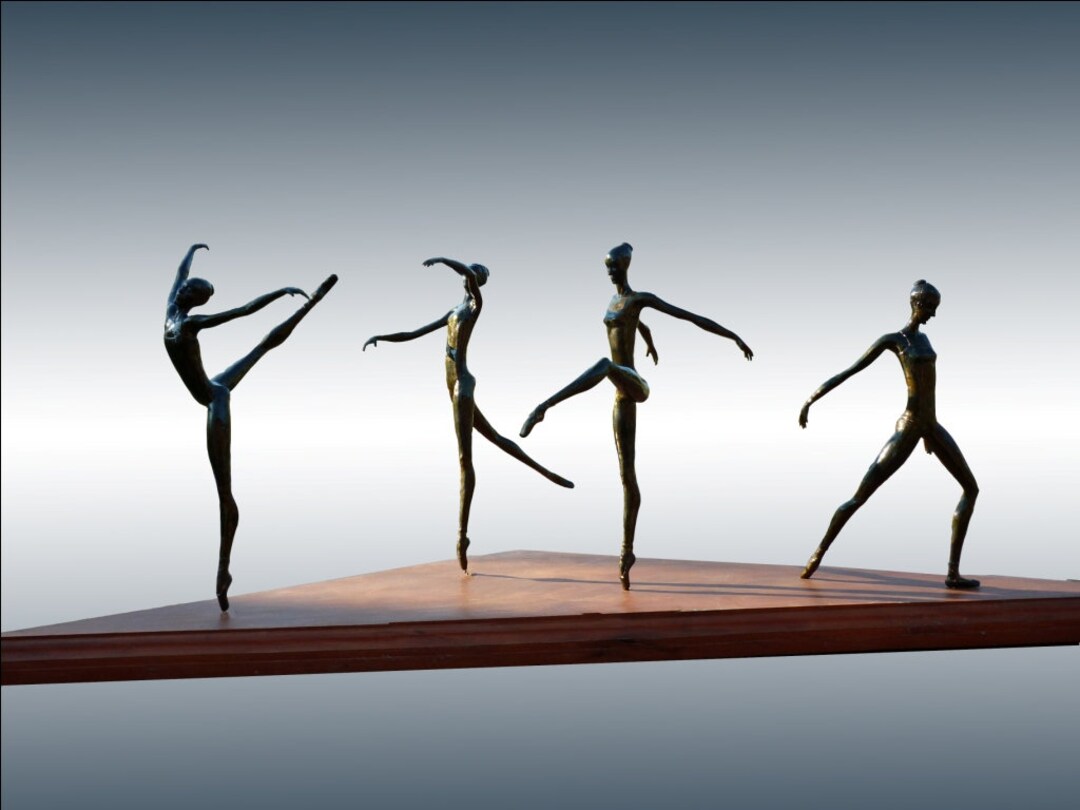 Ballet Dancers Figurative Sculpture, Handmade Resin Art With Wooden ...