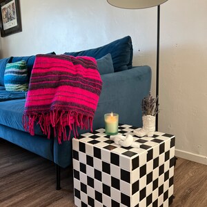 Black and White Checkered Tile Side Table - Etsy