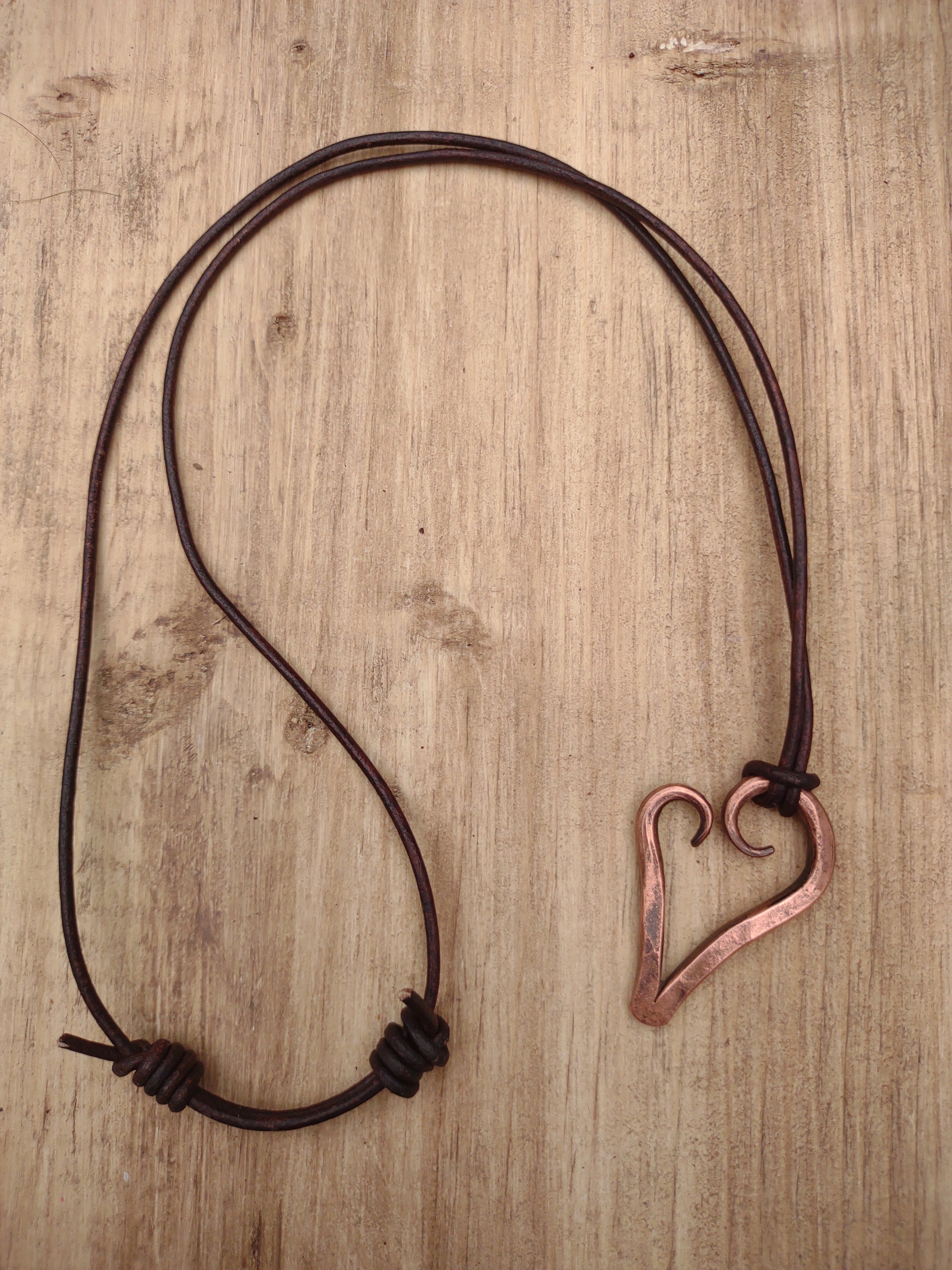 Copper Heart Pendant Necklace Hand Forged - Etsy