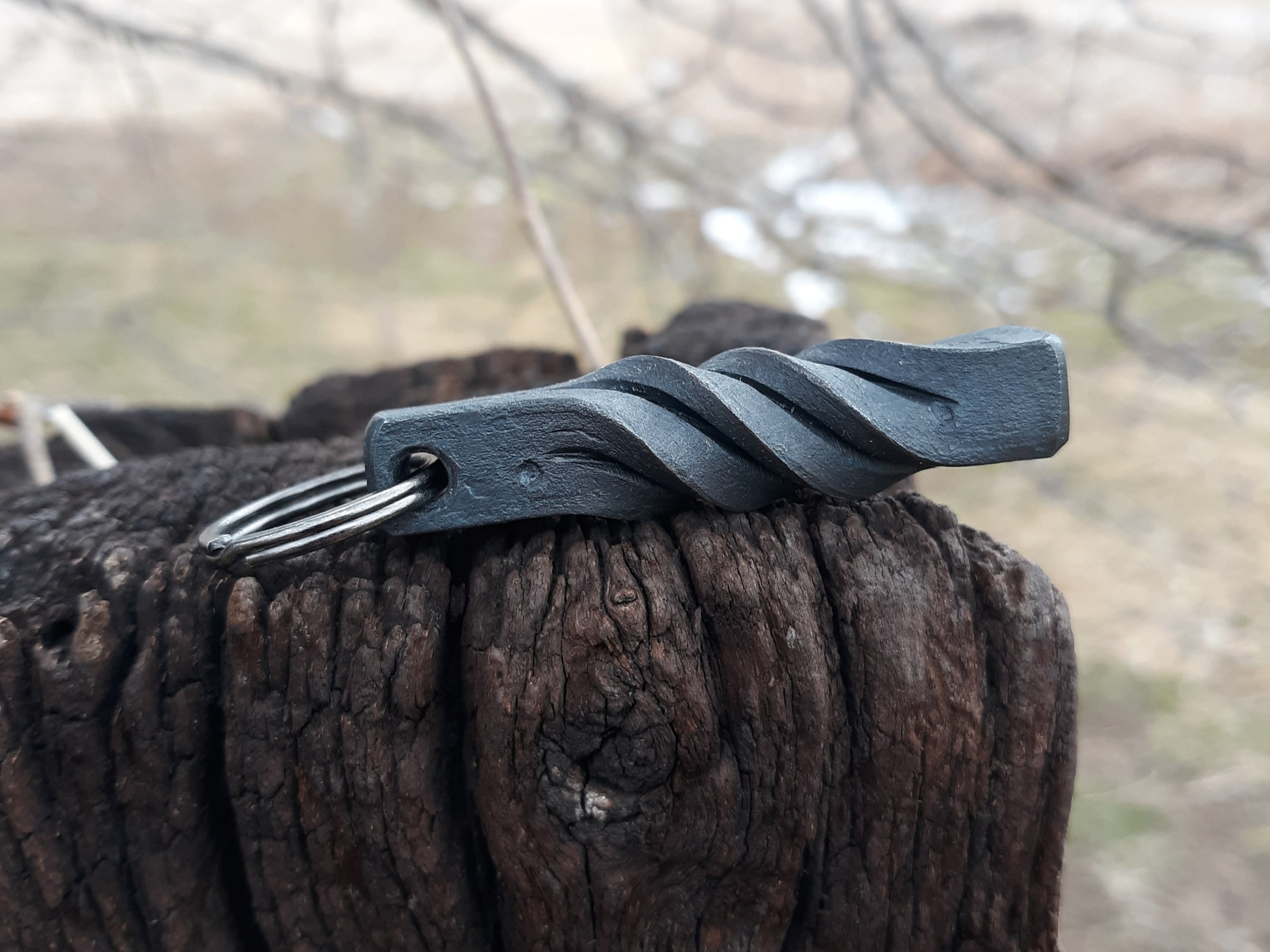 Pine Creek Forge Hand Forged Keychain/pendant, Chisel Twist - Etsy