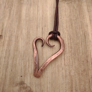 Copper Heart Pendant Necklace, Hand Forged - Etsy