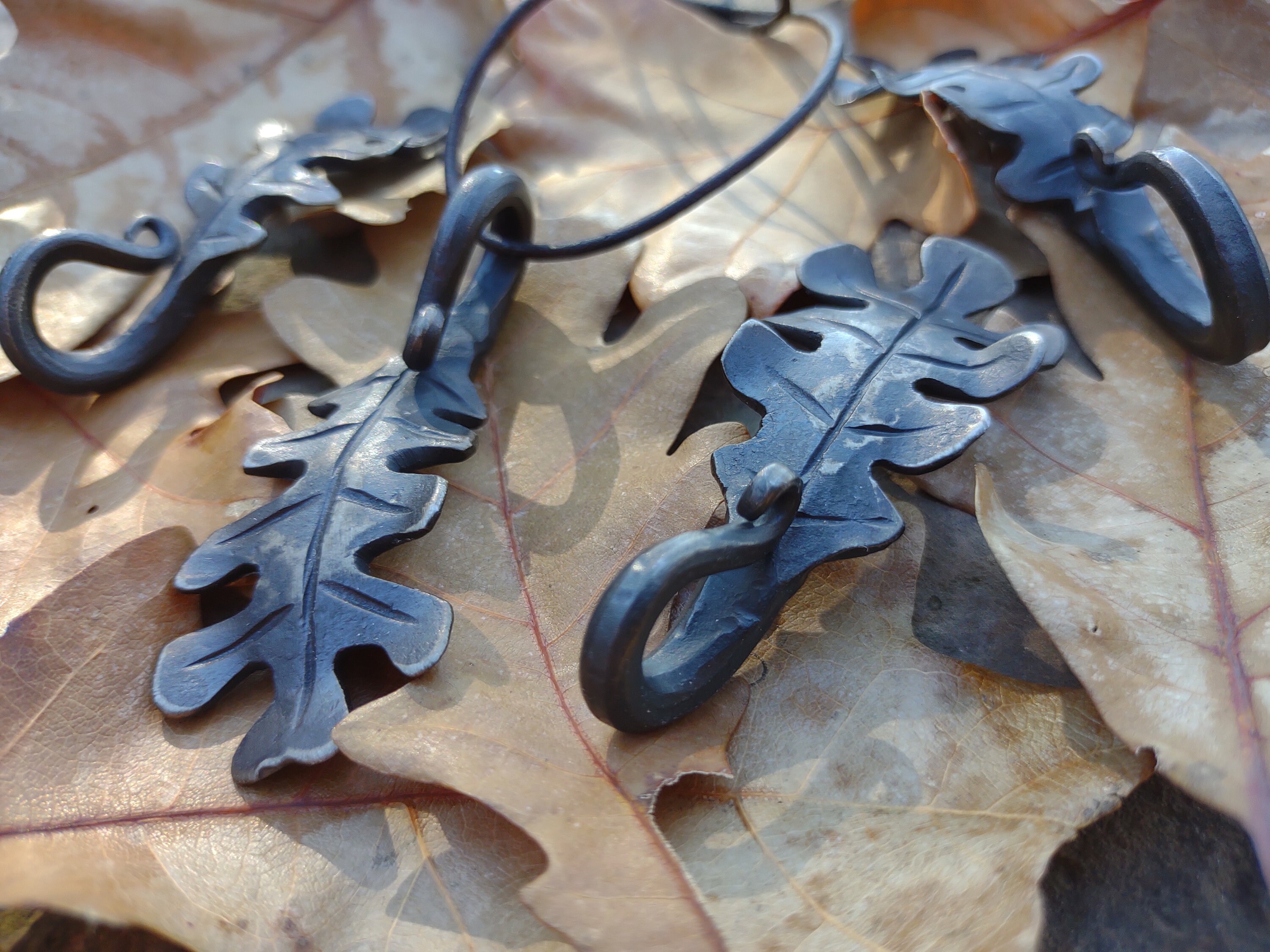 Hand Forged Oak Leaf Pendant/necklace/keychain - Etsy