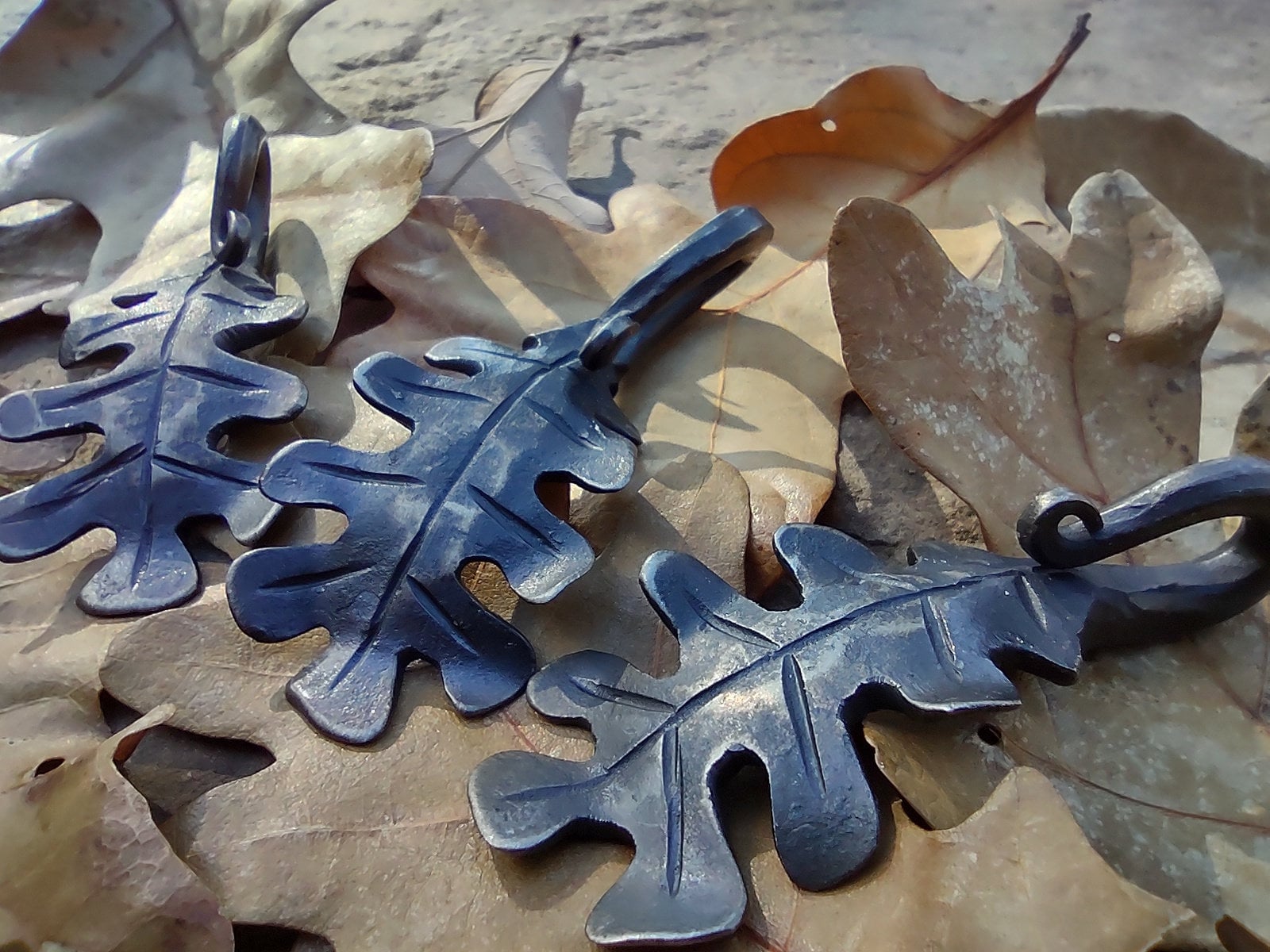 Hand Forged Oak Leaf Pendant/necklace/keychain - Etsy
