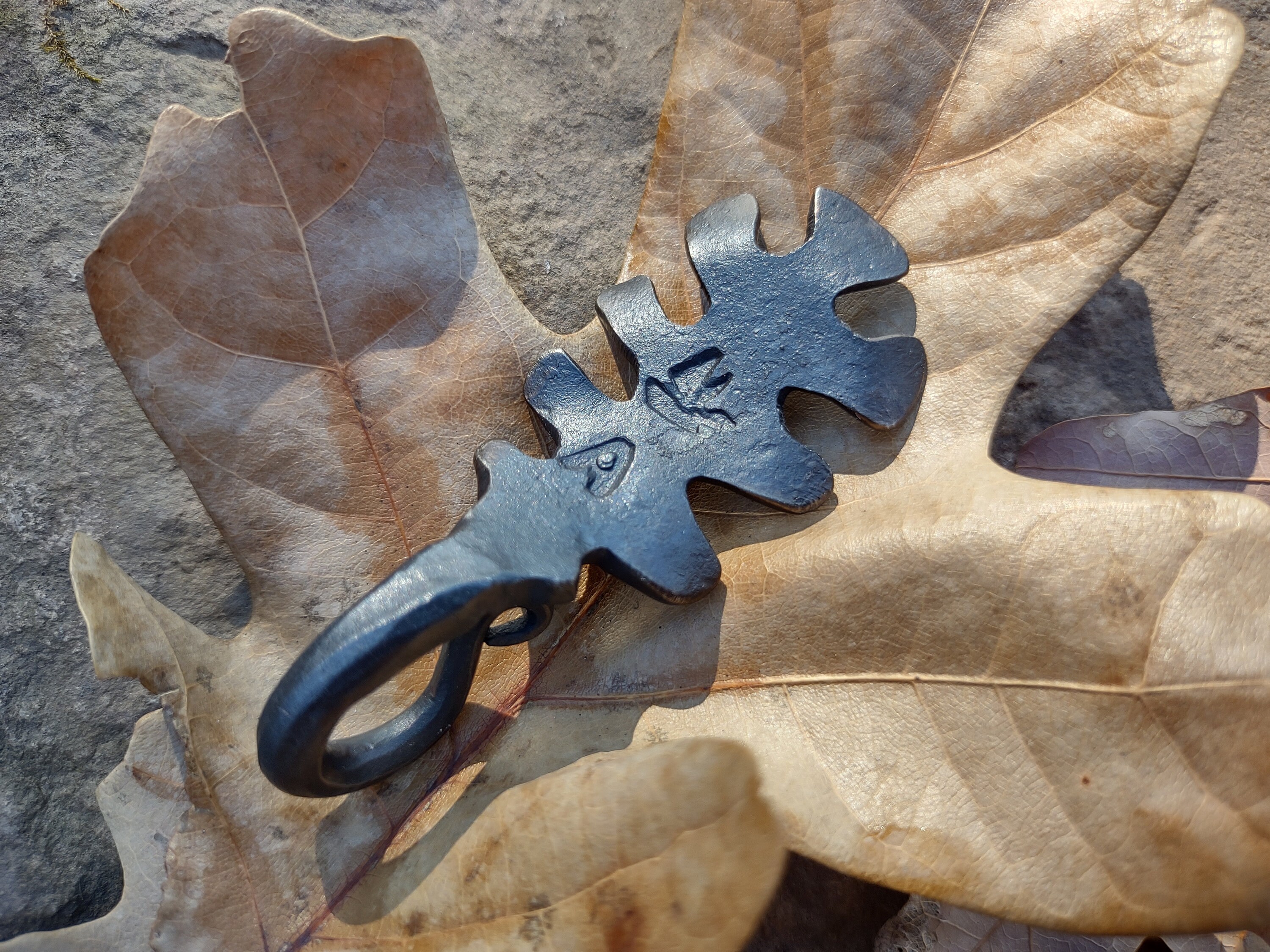 Hand Forged Oak Leaf Pendant/necklace/keychain - Etsy