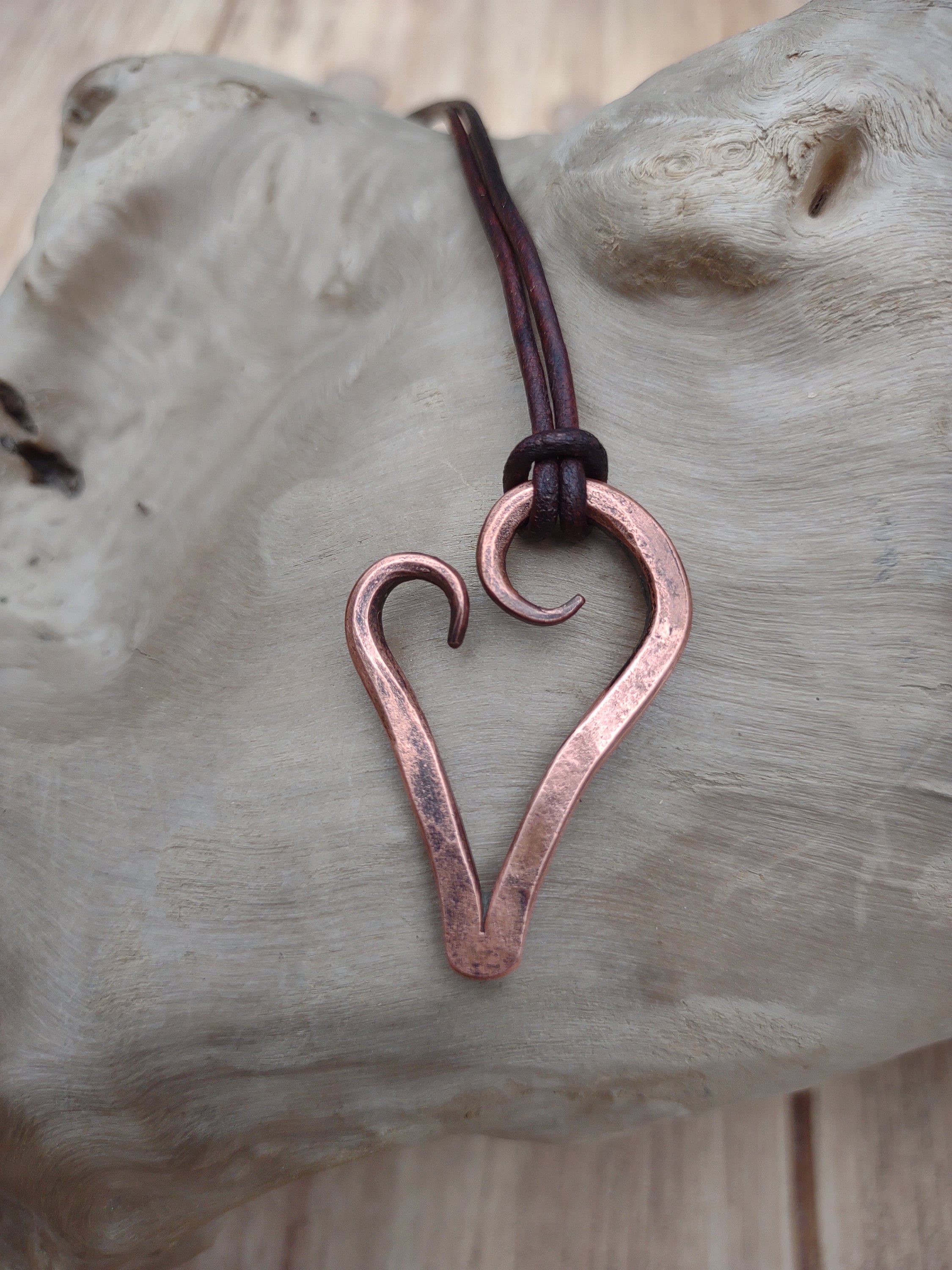 Copper Heart Pendant Necklace, Hand Forged - Etsy
