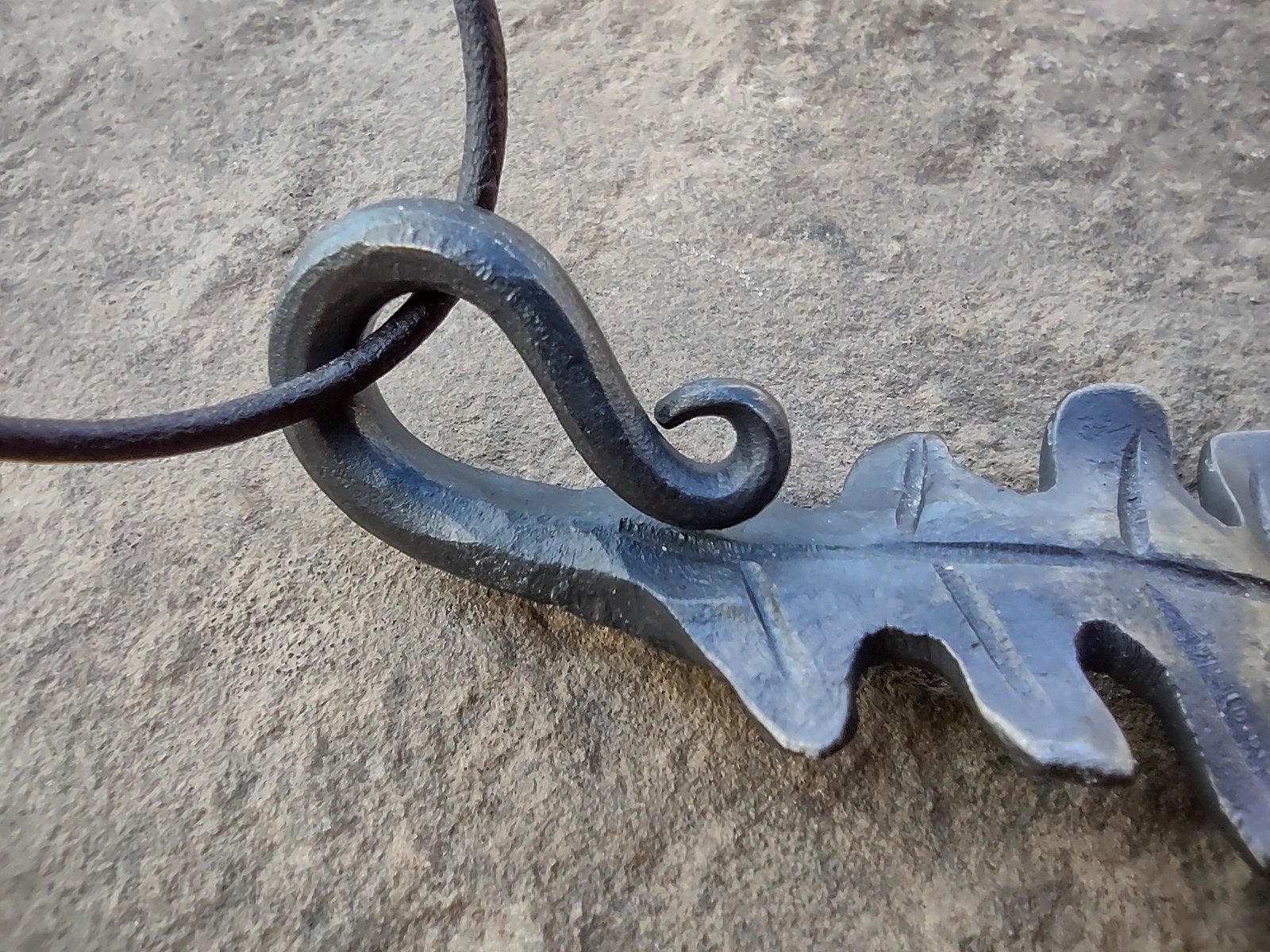 Hand Forged Oak Leaf Pendant/necklace/keychain - Etsy