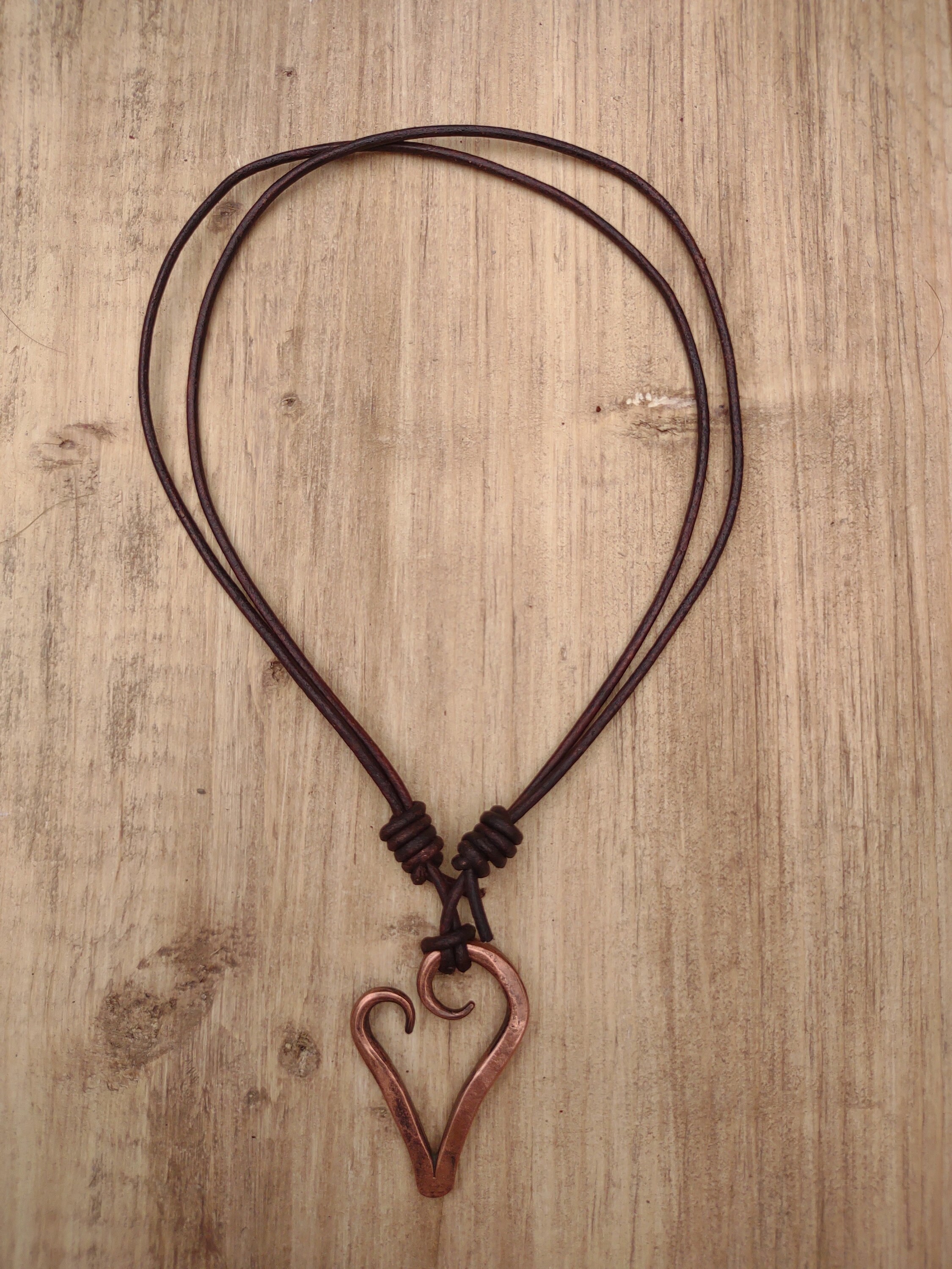 Copper Heart Pendant Necklace Hand Forged - Etsy