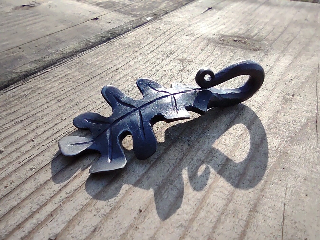 Hand Forged Oak Leaf Pendant/necklace/keychain - Etsy