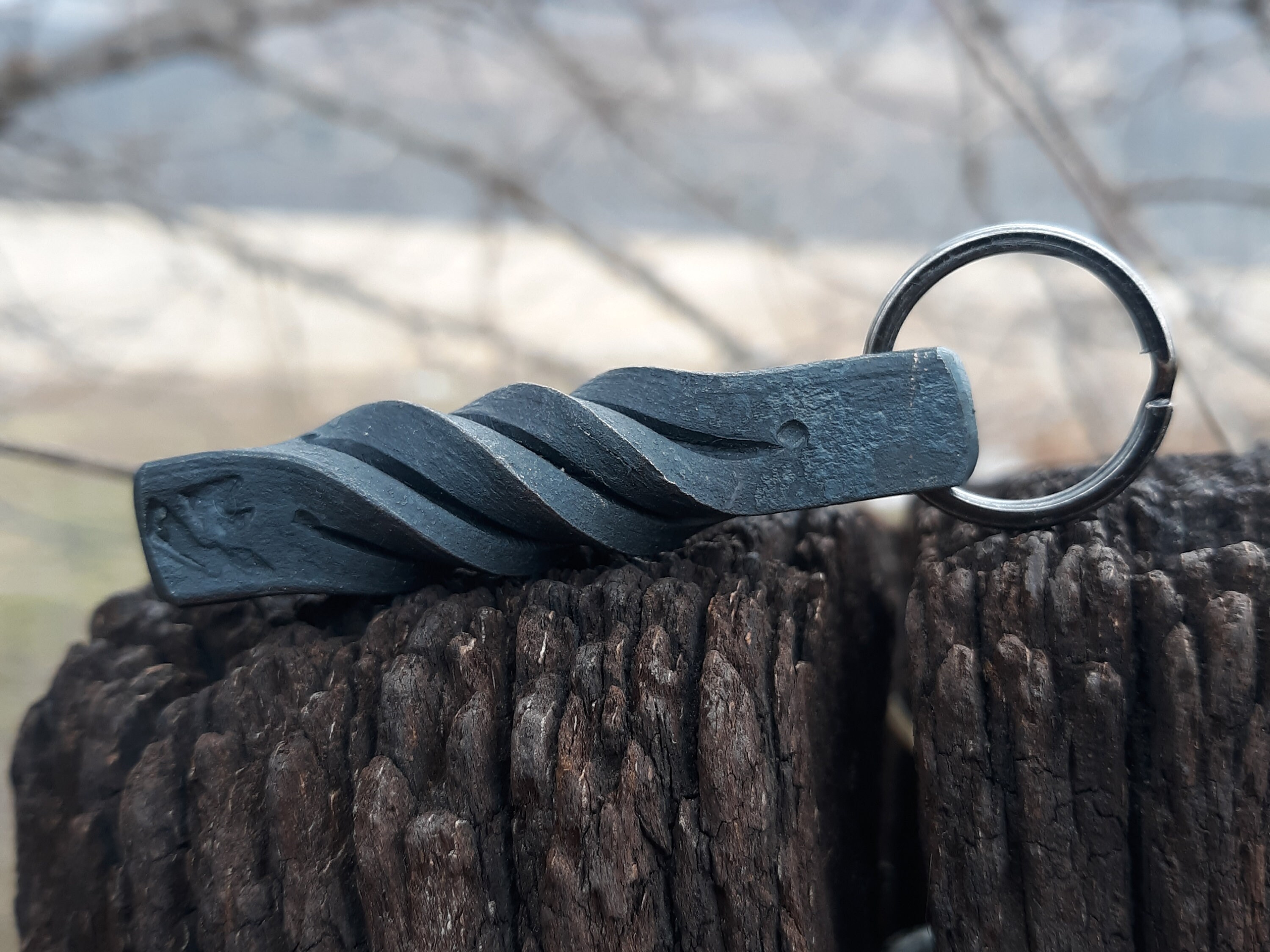 Pine Creek Forge Hand Forged Keychain/pendant, Chisel Twist - Etsy
