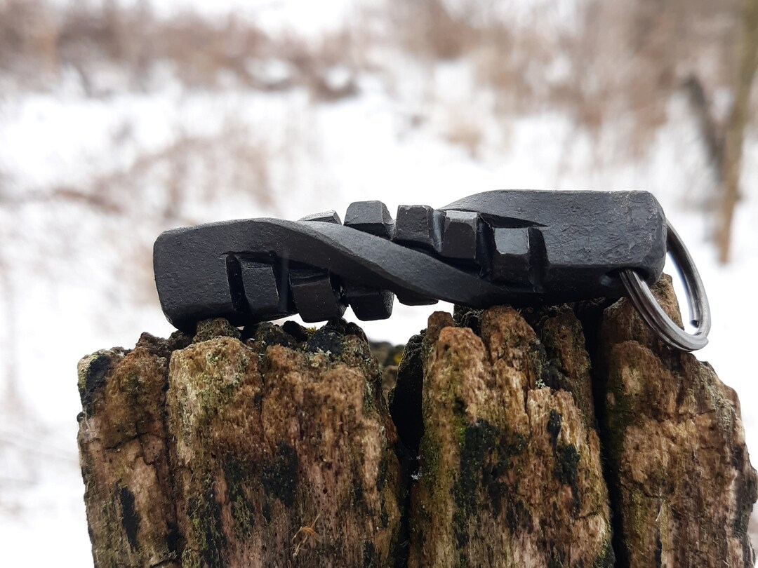 Hand Forged Blacksmith Keychain/pendant, Cube Twist, Handmade Gift - Etsy