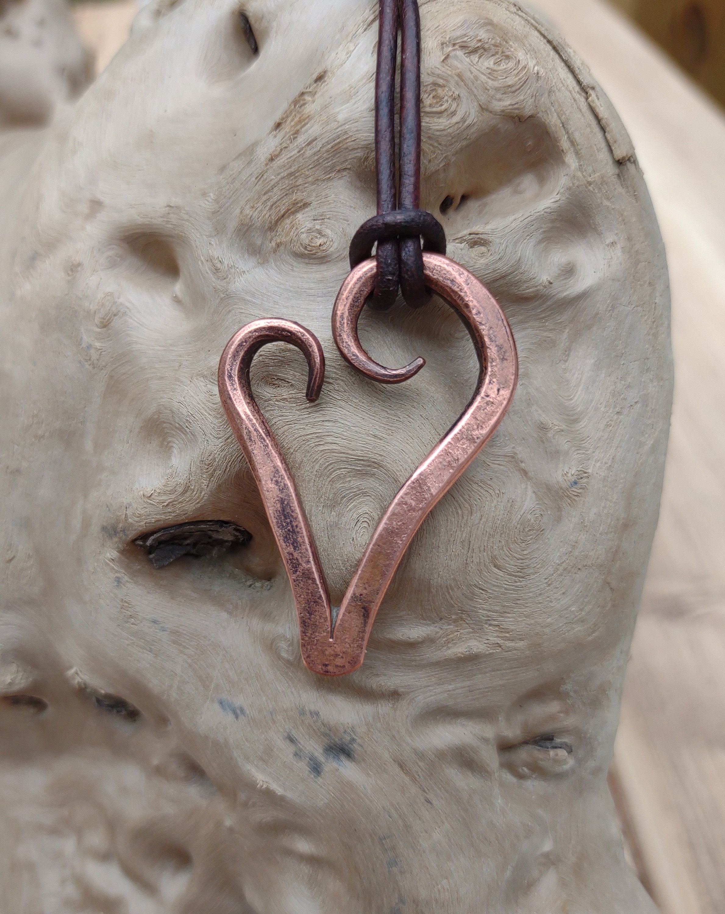 Copper Heart Pendant Necklace, Hand Forged - Etsy