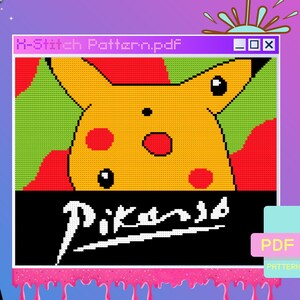 Pika Picasso Cross Stitch Pattern | Anime Pokemon Xstitch Pattern ...