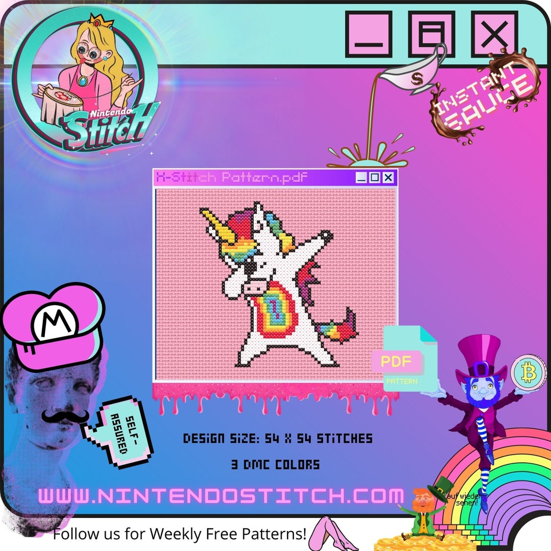 Dabbing Unicorn Dab Cross Stitch Pattern | Meme Xstitch Pattern Kit ...