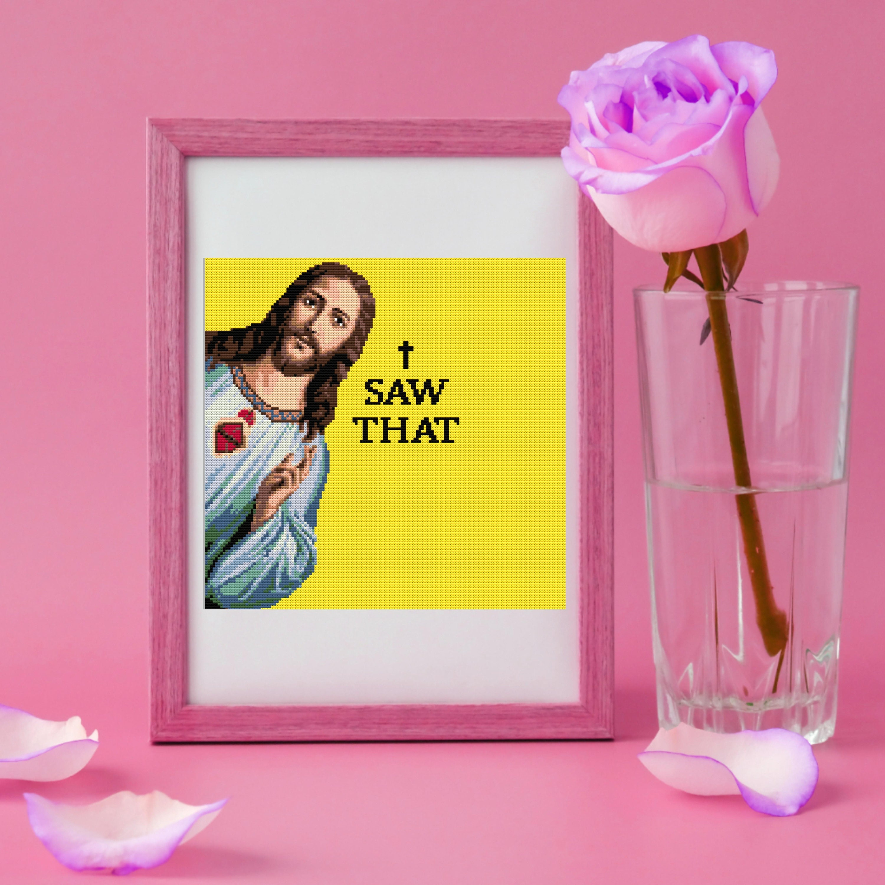 Peeking Jesus I Saw That Cross Stitch Pattern,funny, Snarky, Religious ...