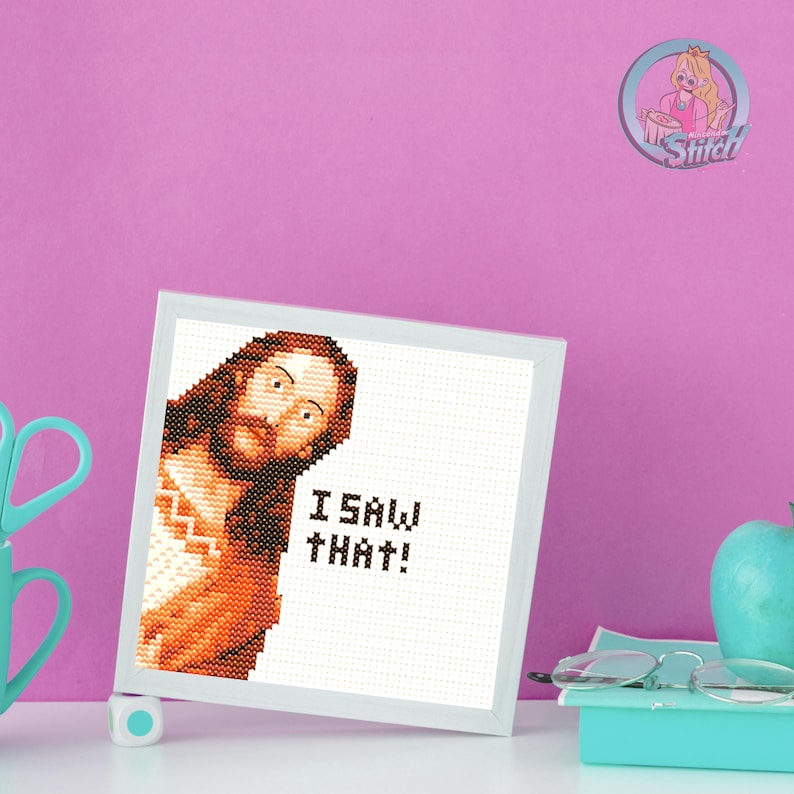Peeking Jesus Cross Stitch Pattern Modern Xstitch I Saw That Jesus ...